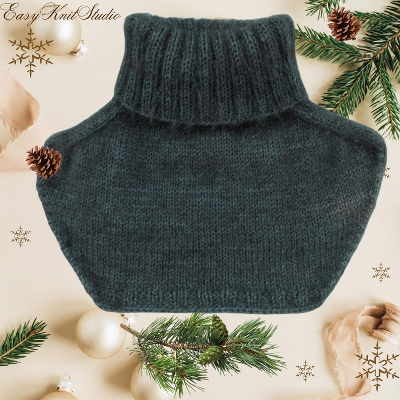 Easy Neck Warmer Knitting Pattern - Winter Clothing, Cottage Core Turtleneck Knitwear, Neck ...
