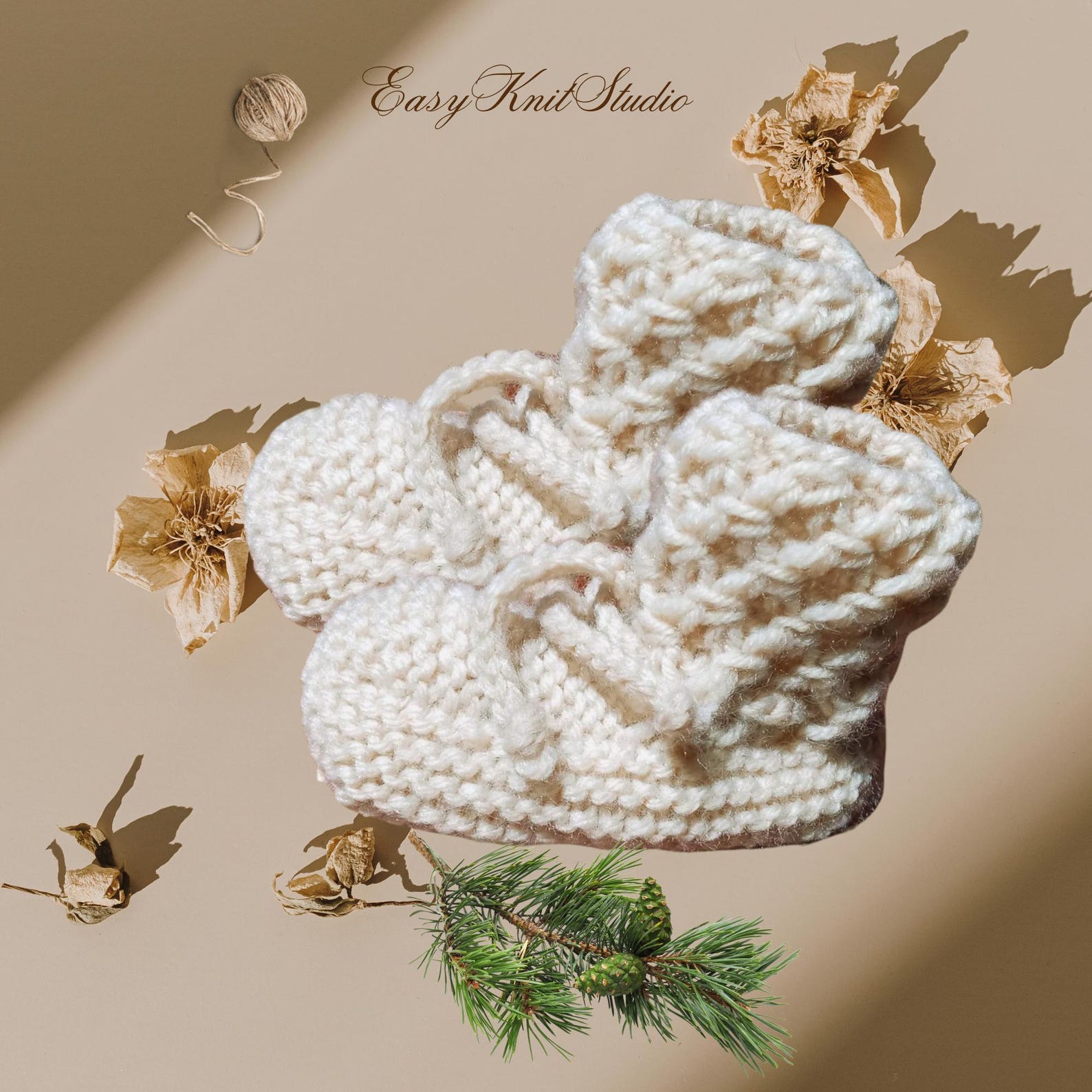 Easy Knit PDF Pattern Baby Booties, Circular Knitting Needle ...