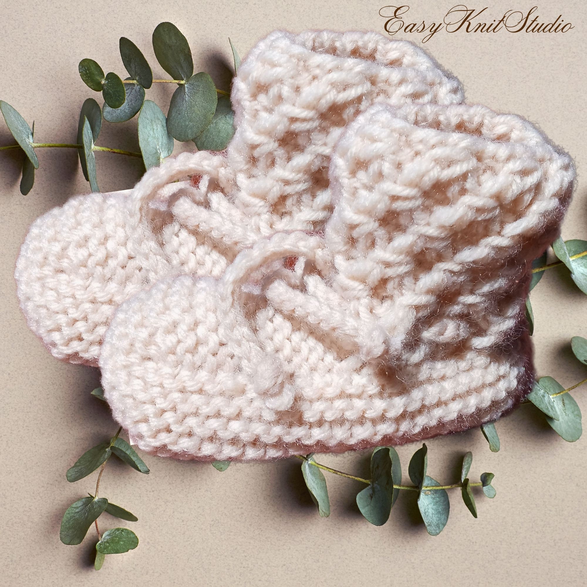 Easy Knit PDF Pattern Baby Booties, Circular Knitting Needle ...