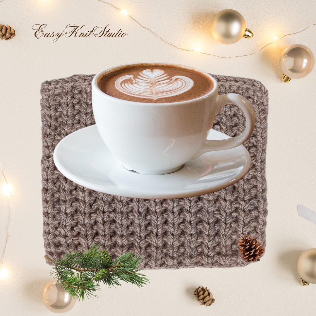 Easy Mug Rug Knitting Pattern - Trending Now, Cute Coasters - Digital ...