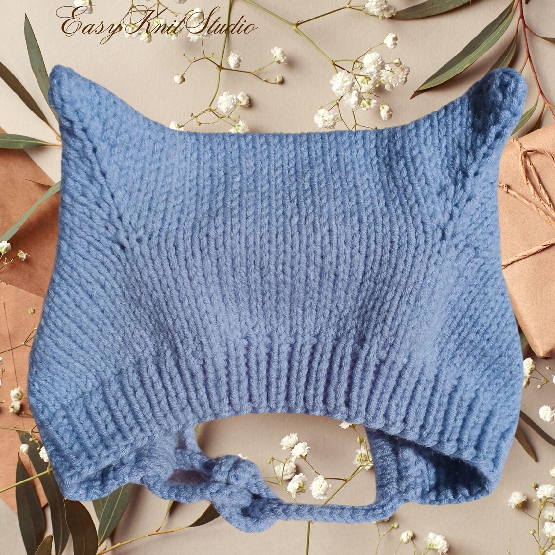 Easy Knit Kitty Ears Baby Bonnet Pattern - Do - It - Yourself, Knitted ...