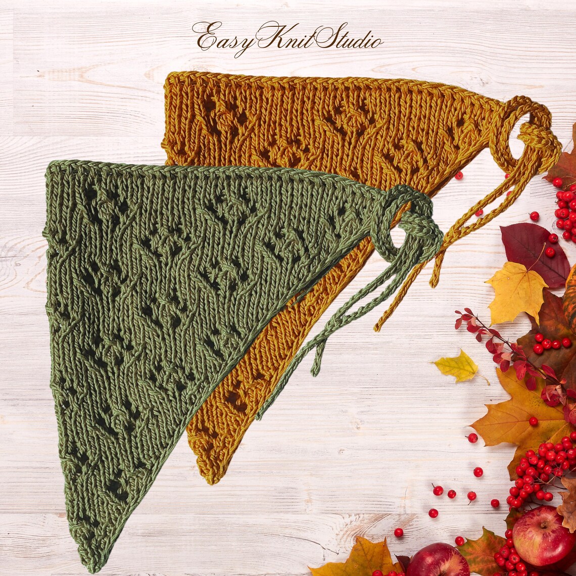 70s Boho Kerchief Knitting Pattern PDF - Retro Hair Scarf, Triangle ...