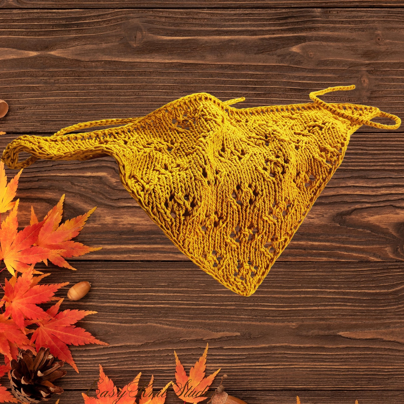 70s Boho Kerchief Knitting Pattern PDF - Retro Hair Scarf, Triangle ...