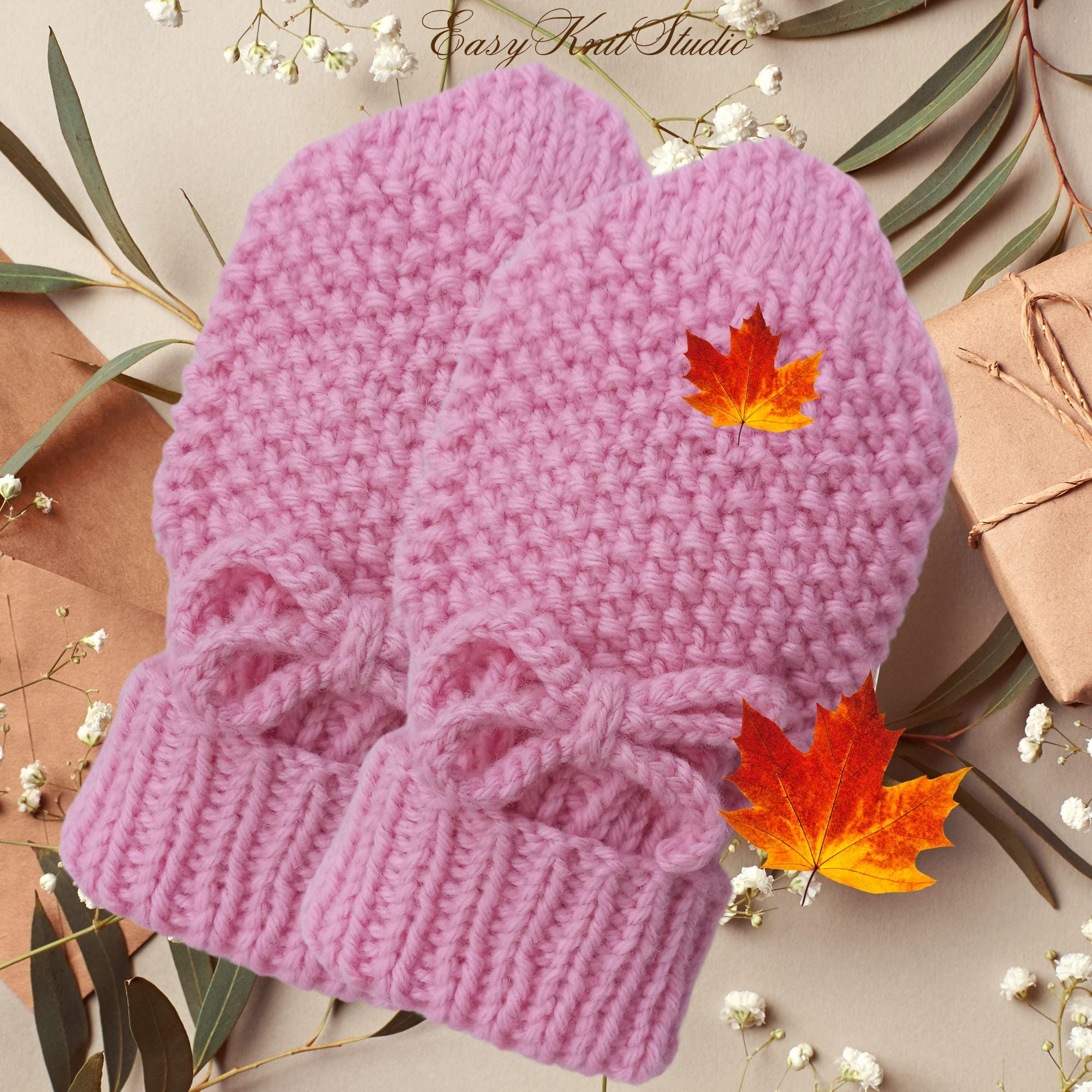 Baby Thumbless Mitts Knitting Pattern, Easy Knit Mittens With Coquette ...