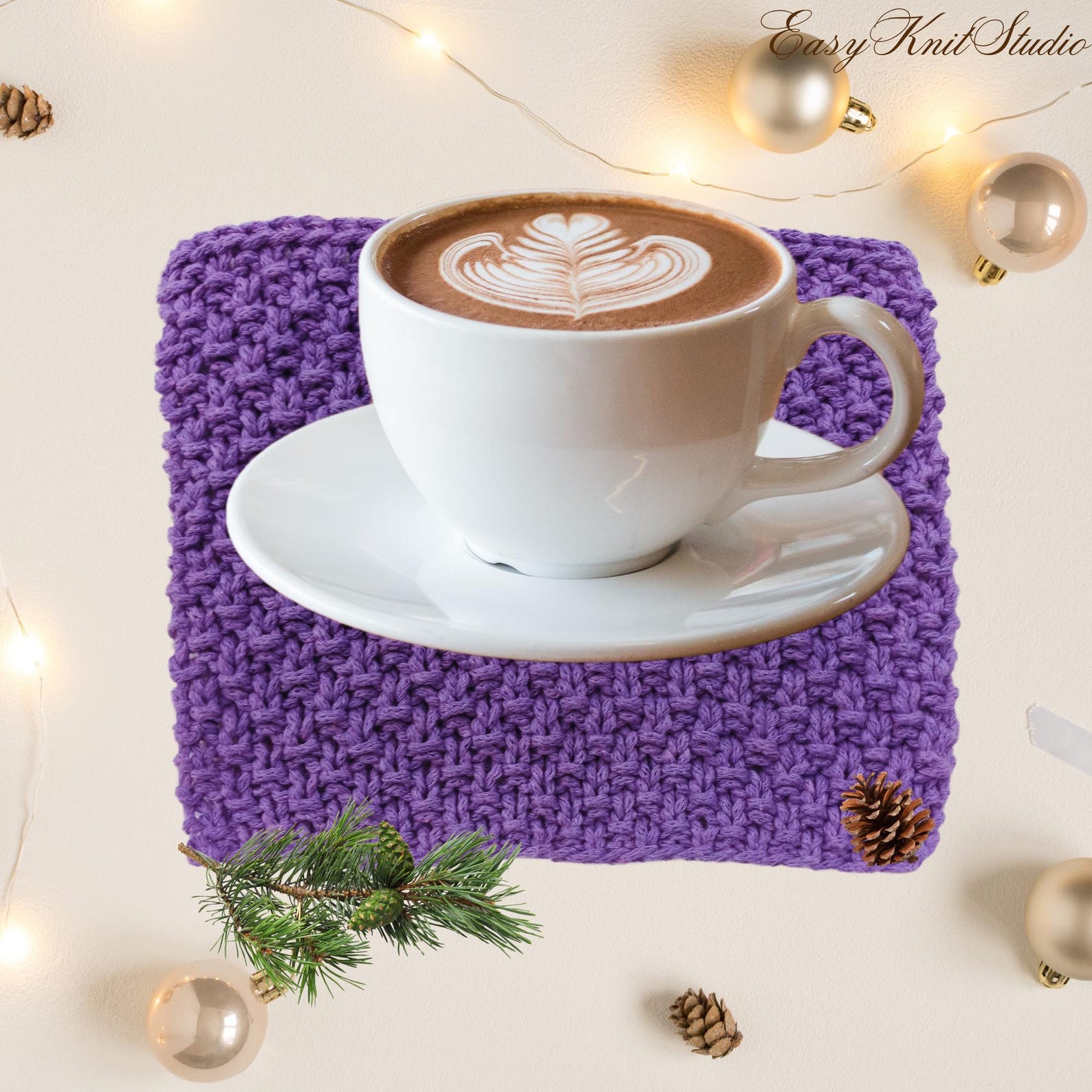 Easy Mug Rug Knitting Patterns - Trending Now, Cute Coasters - Digital ...