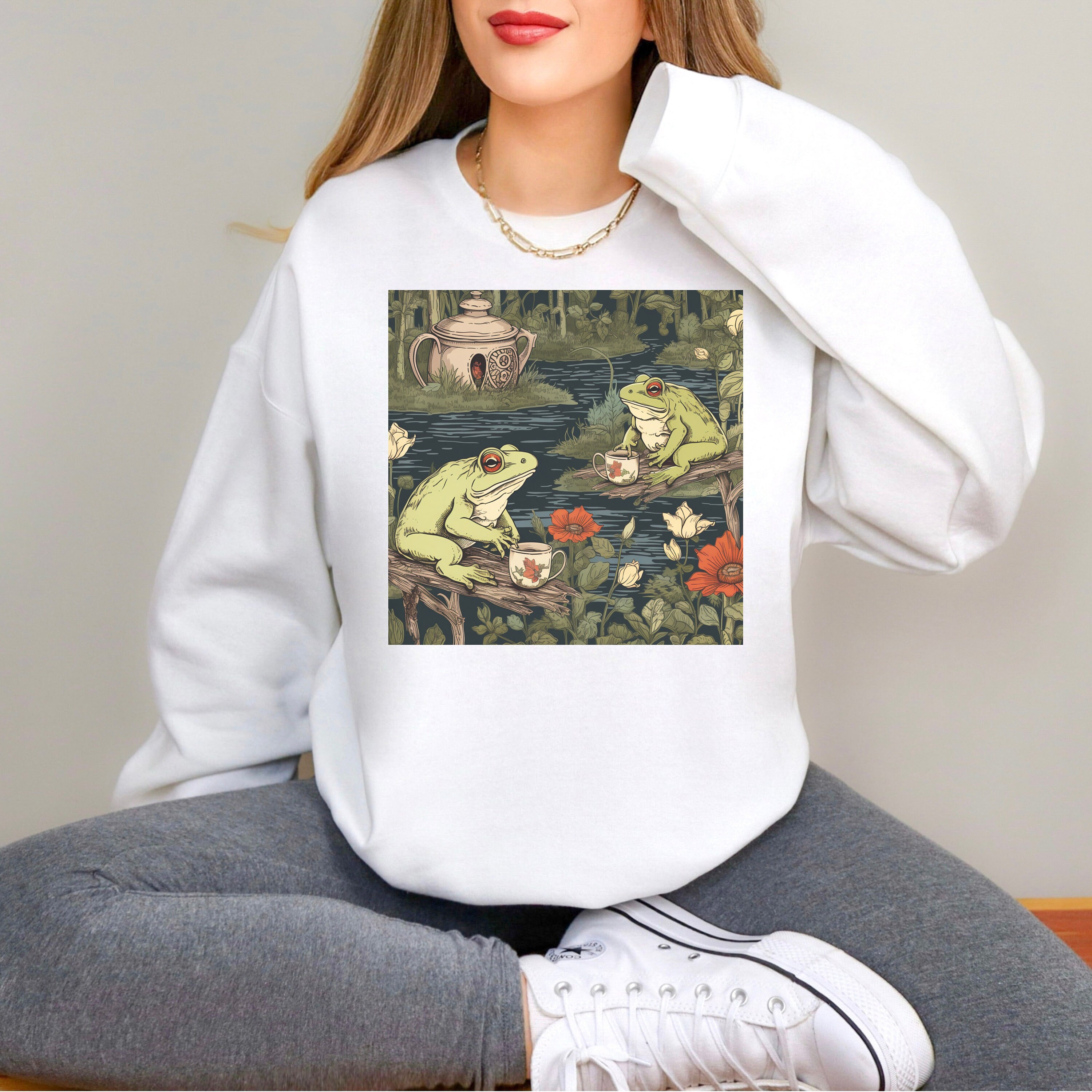 Vintage Sweatshirt for Frog Lover Gift|cottagecore Sweater|aesthetic ...