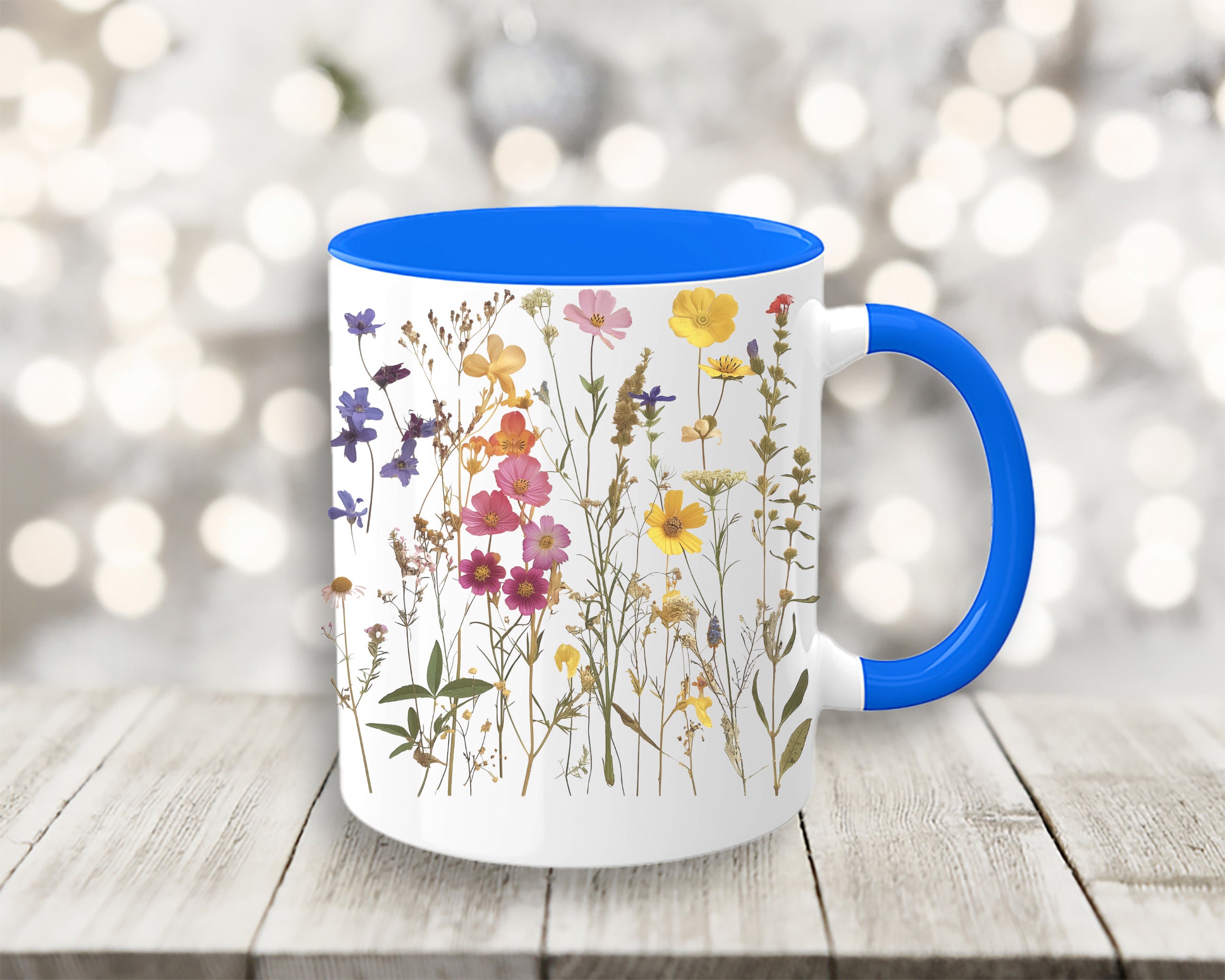 Pressed Flowers Mug,wildflowers Mug,pastel Floral Nature Mug,flower ...