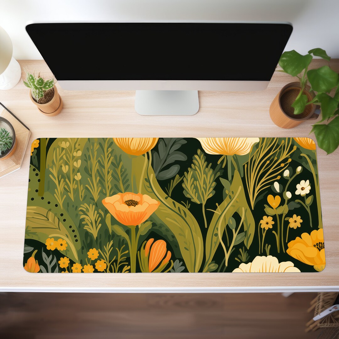 Cottagecore Desk Mat,floral Desk Mat,botanical Mouse Pad,vintage Desk ...