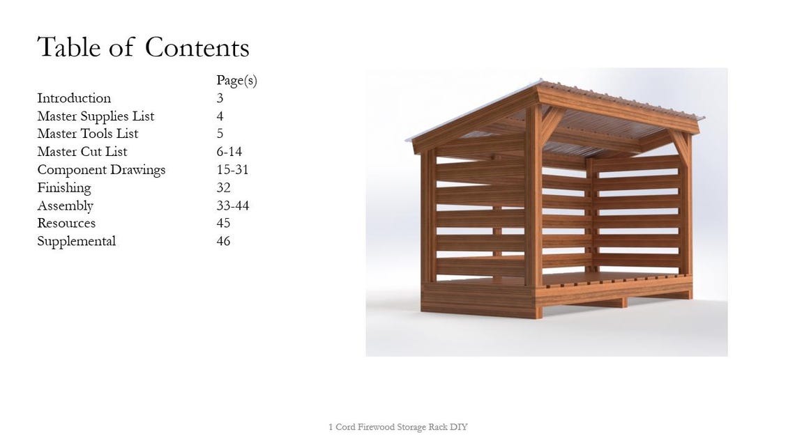 1 Cord Firewood Storage Rack DIY Plans – Easy-to-build Outdoor Wood ...