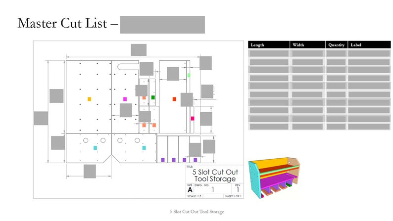 5-slot Cut Out Drill and Cordless Tool Storage Organizer Woodworking ...