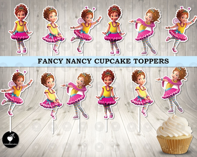 12 Fancy Nancy Cupcake Toppers, Fancy Nancy Birthday Toppers, Fancy ...