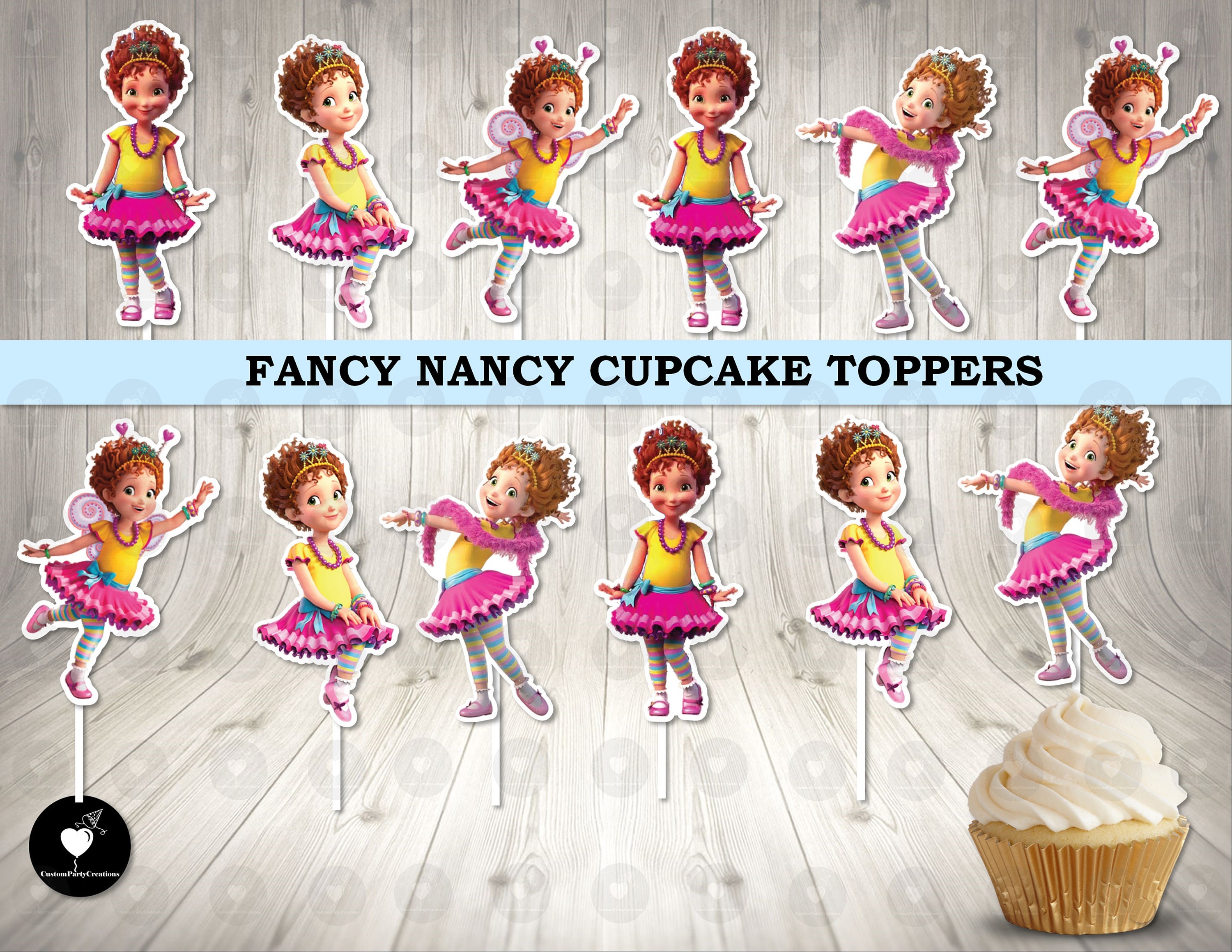 Fancy Nancy Toppers, Birthday Cupcake Toppers, Party Cupcake Toppers - Etsy