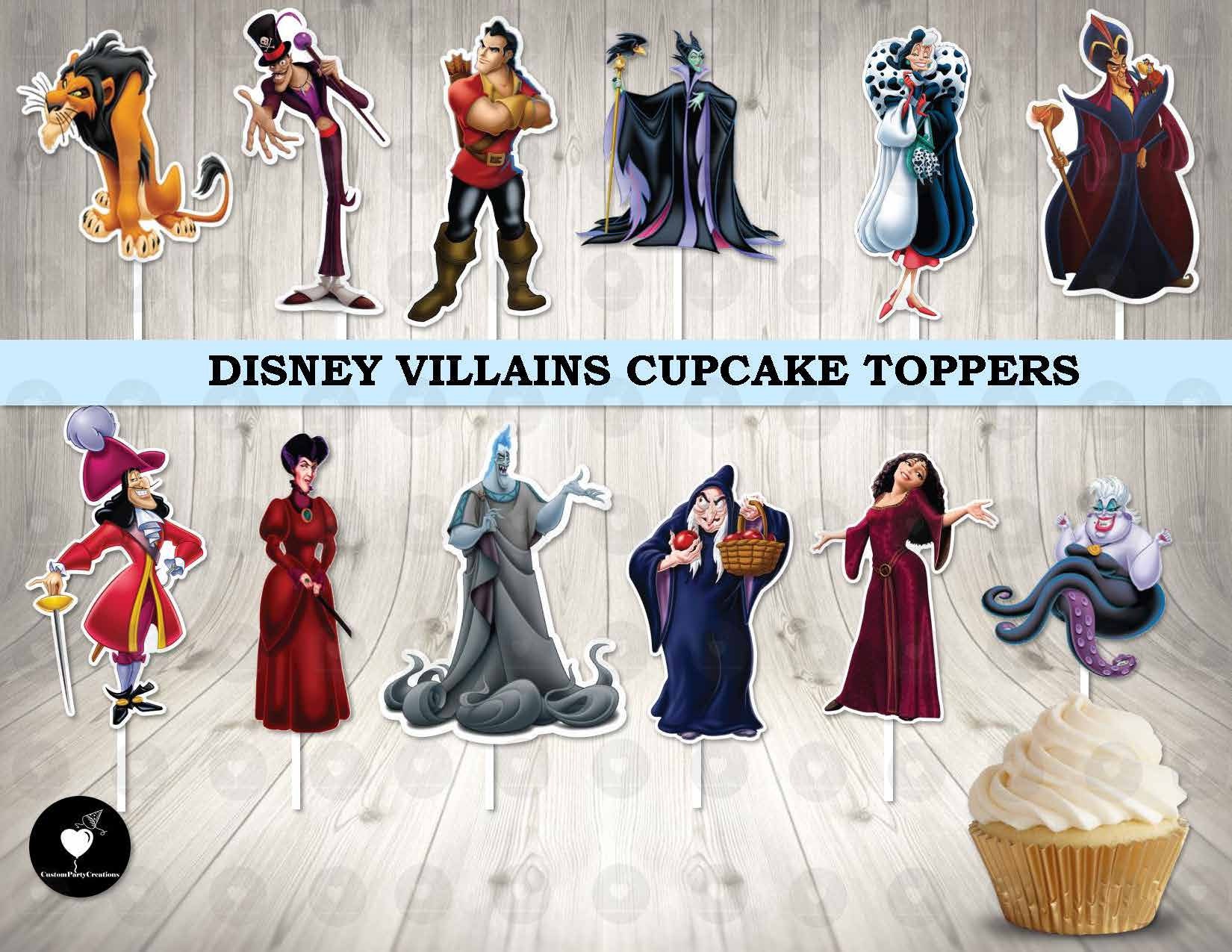Disney Villains Cupcake Toppers, Birthday Cupcake Toppers, Party ...