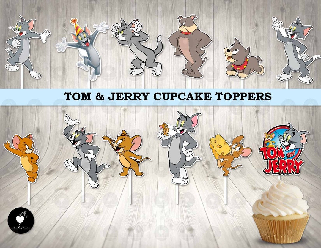 Tom and Jerry Cupcake Toppers, Birthday Cupcake Toppers, Party Cupcake ...