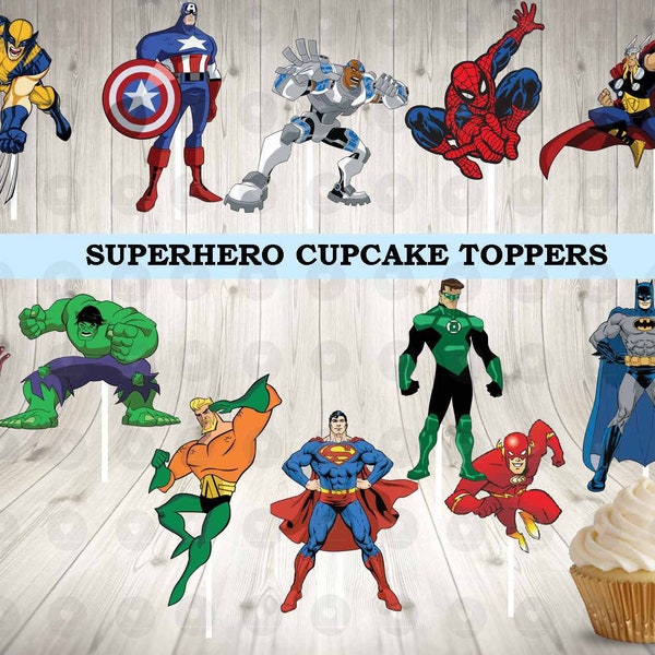 Super Hero Cupcake Toppers - Etsy