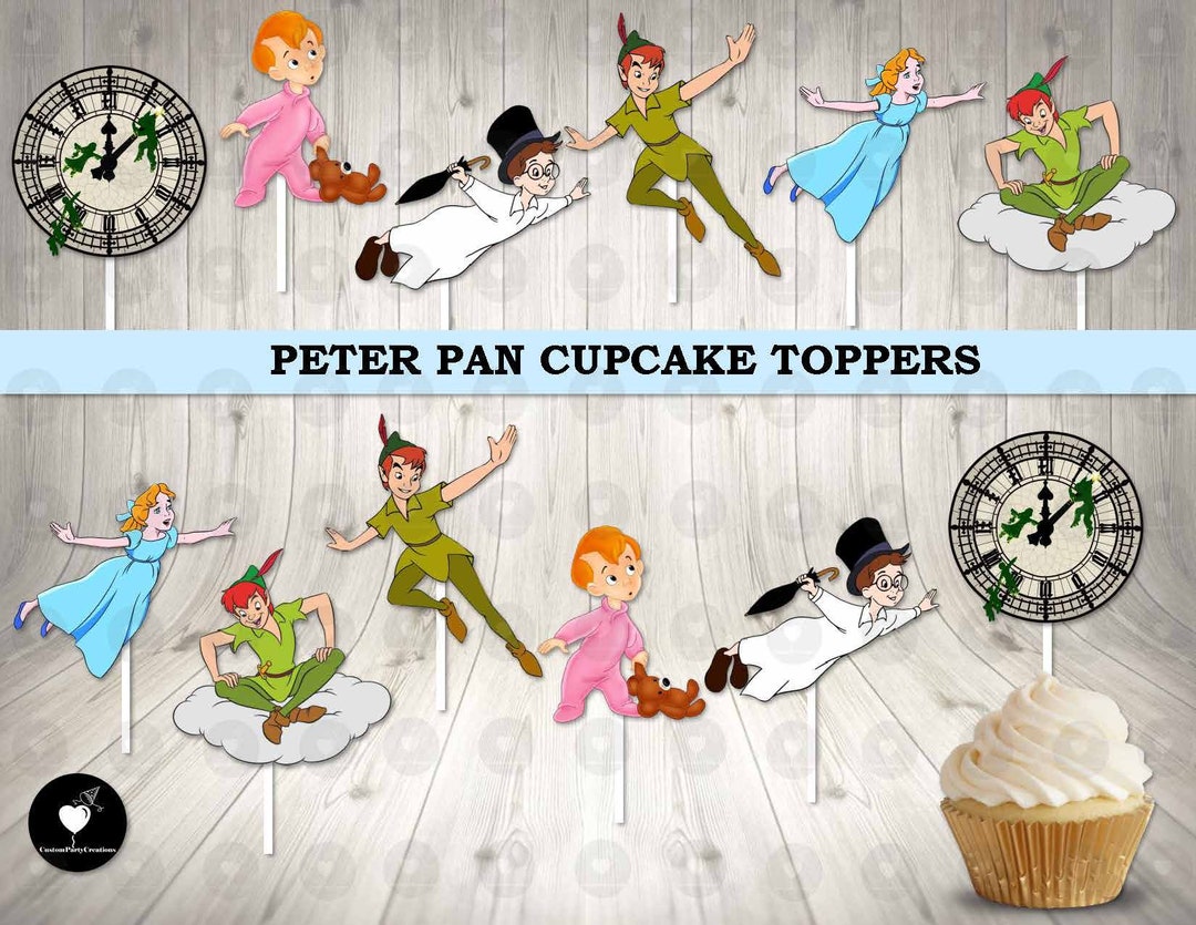 Peter Pan Cupcake Toppers Birthday Cupcake Toppers Party - Etsy