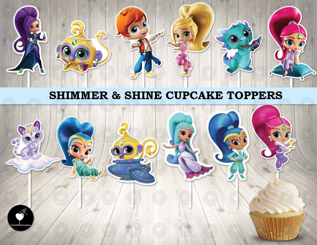 Shimmer and Shine Cupcake Toppers, Birthday Cupcake Toppers, Party ...