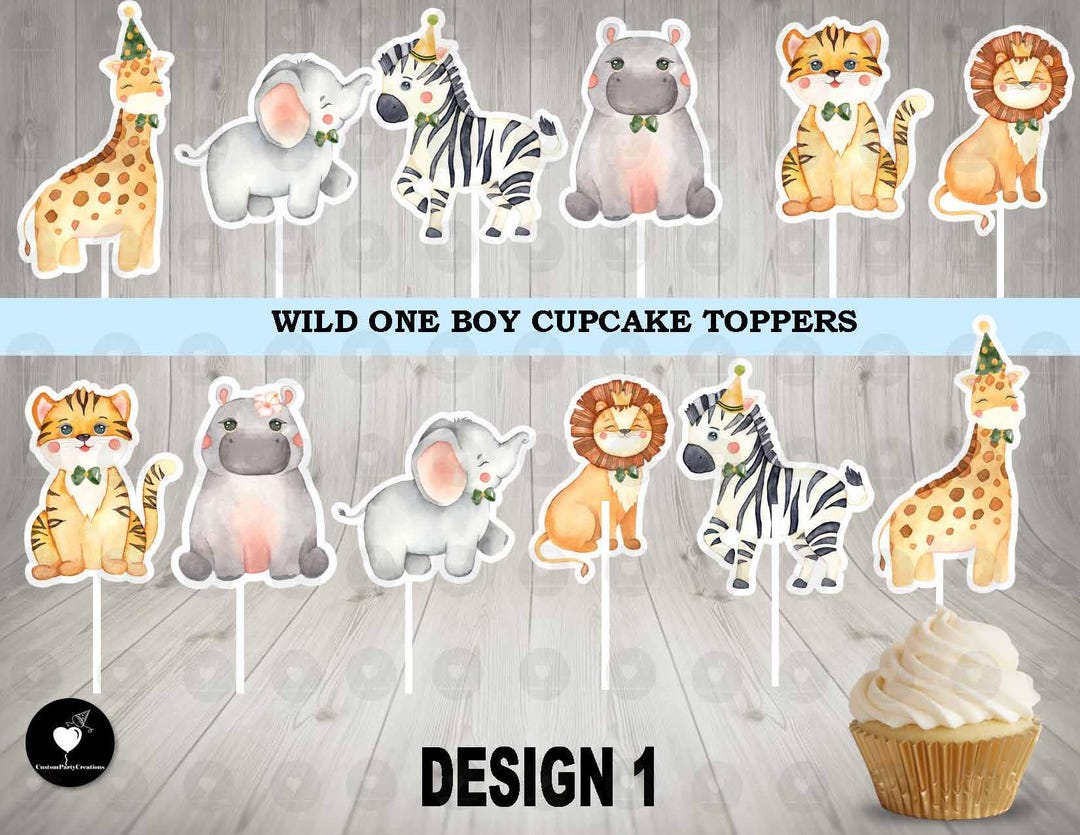 Wild One Cupcake Toppers, Birthday Cupcake Toppers, Party Cupcake ...