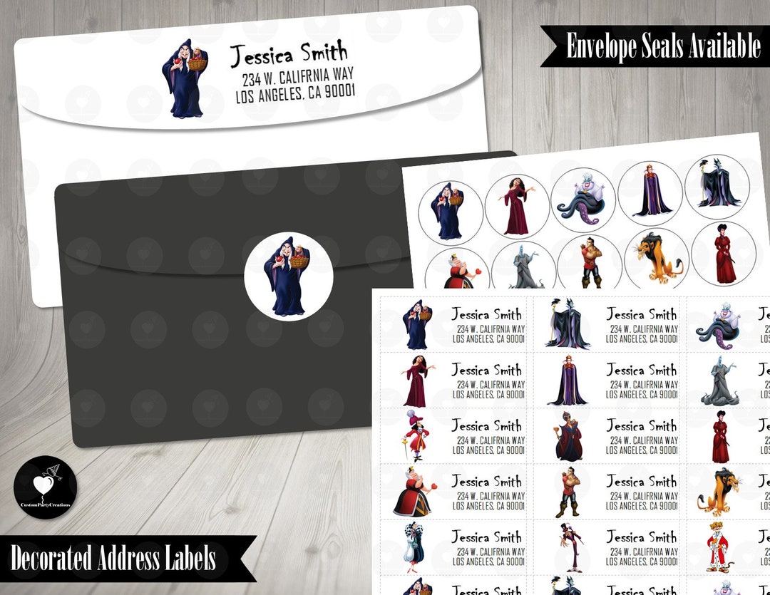 Disney Villains Return Address Labels, Disney Villain, Mailing Address ...