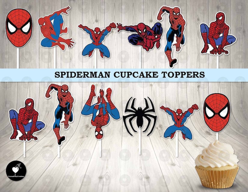 Spiderman Cupcake Toppers, Birthday Cupcake Toppers, Party Cupcake ...