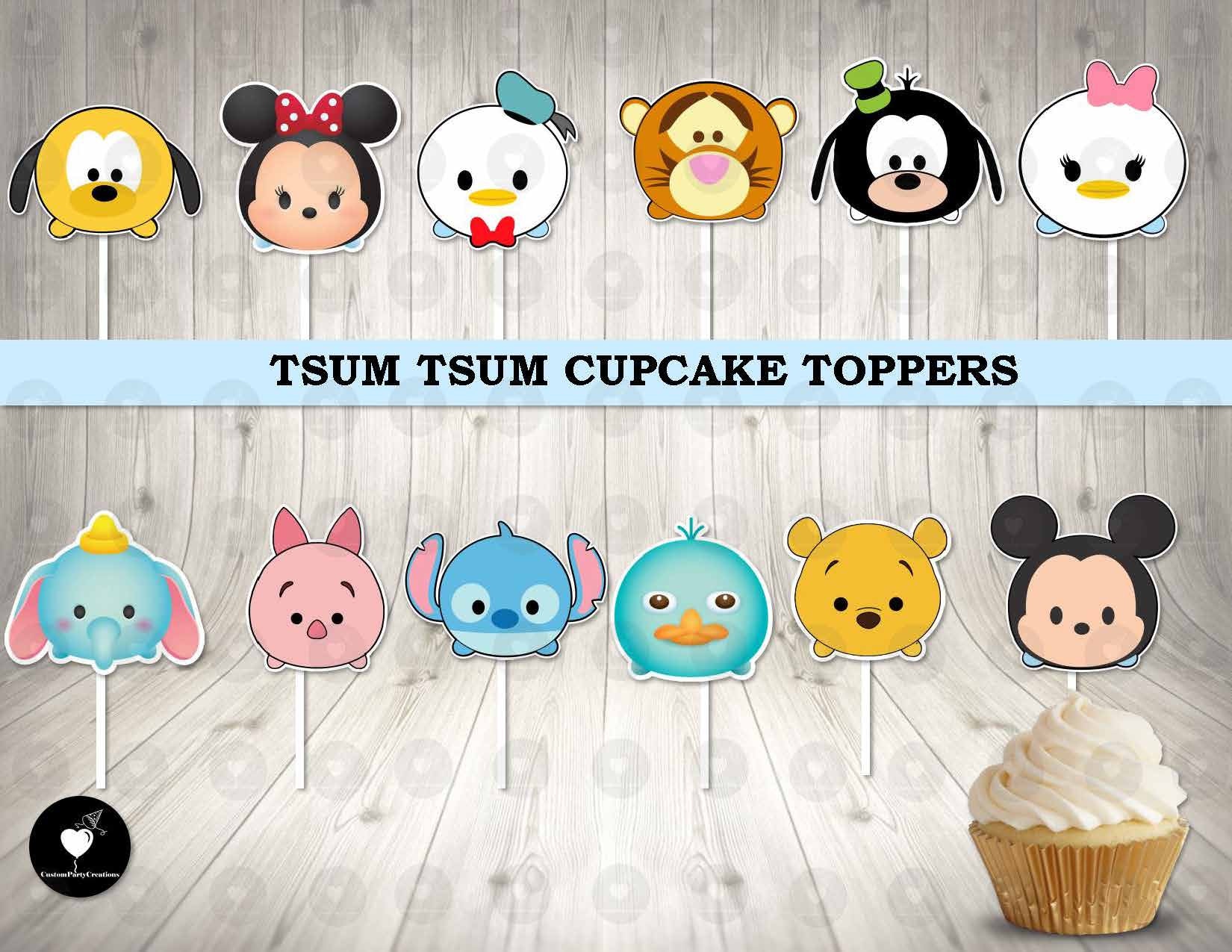 Tsum Tsum Cupcake Toppers, Birthday Cupcake Toppers, Party Cupcake ...