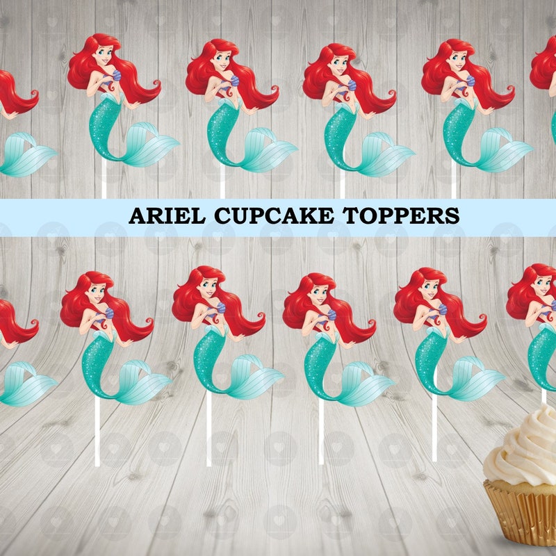Ariel Cupcake Toppers - Etsy