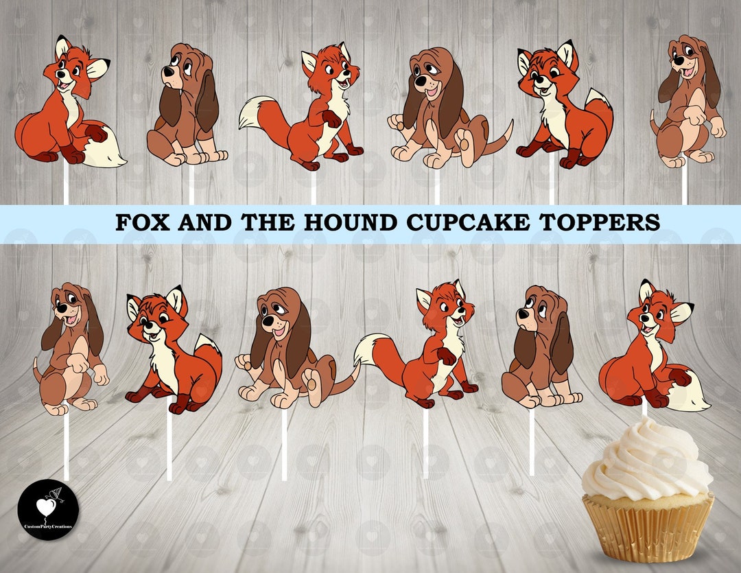 Fox and the Hound Toppers, Birthday Cupcake Toppers, Party Cupcake ...