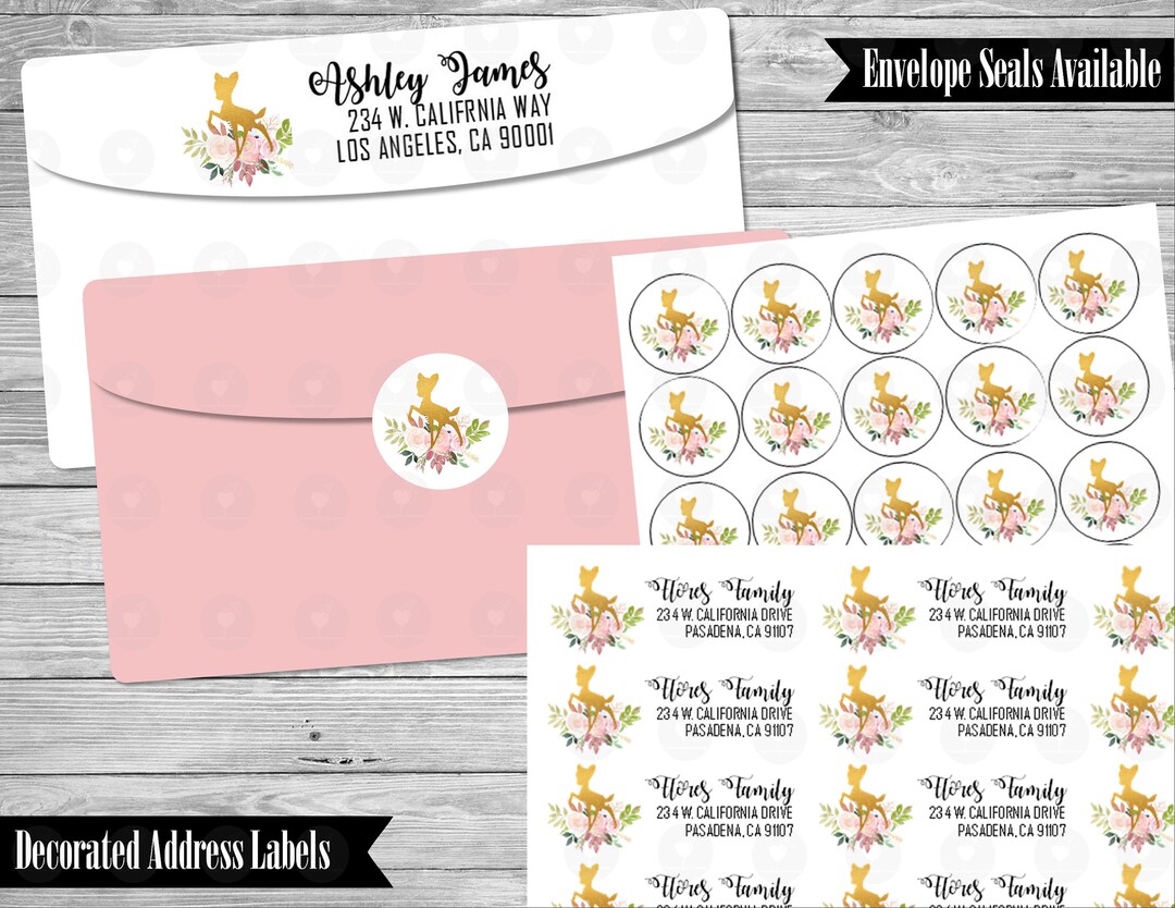 Bambi Floral Return Address Labels: Baby Shower Mailing Labels - Etsy