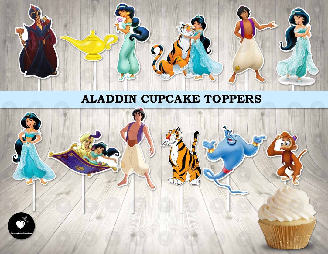 Aladdin Cupcake Toppers, Birthday Cupcake Toppers, Party Cupcake ...