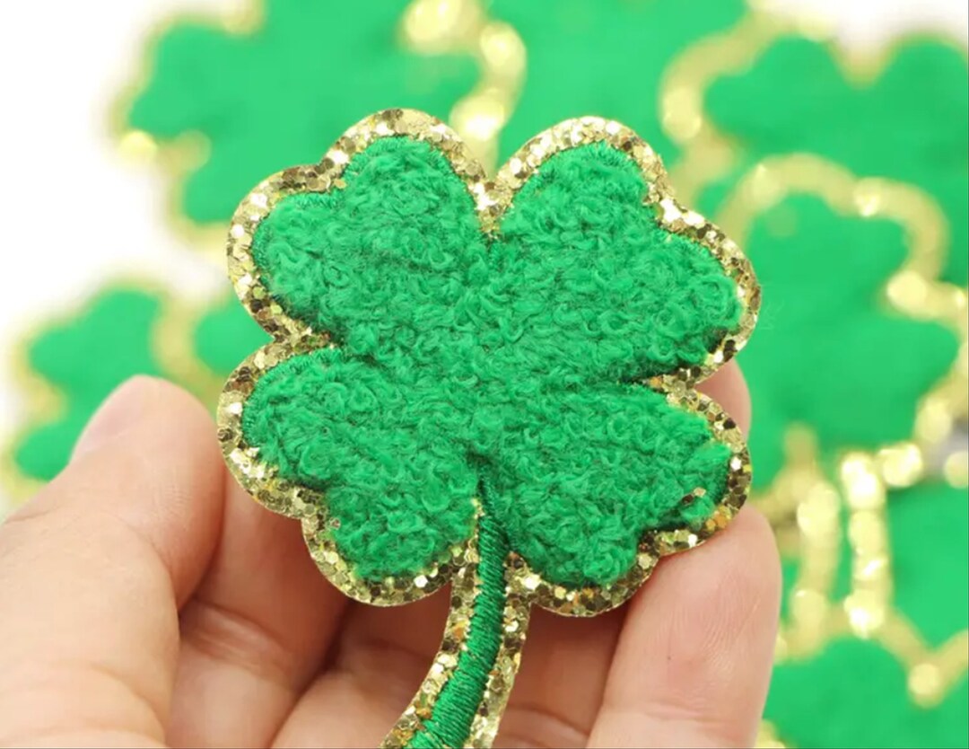 Chenille Shamrock Patches Iron On, St Patricks Day Patches, Chenille ...