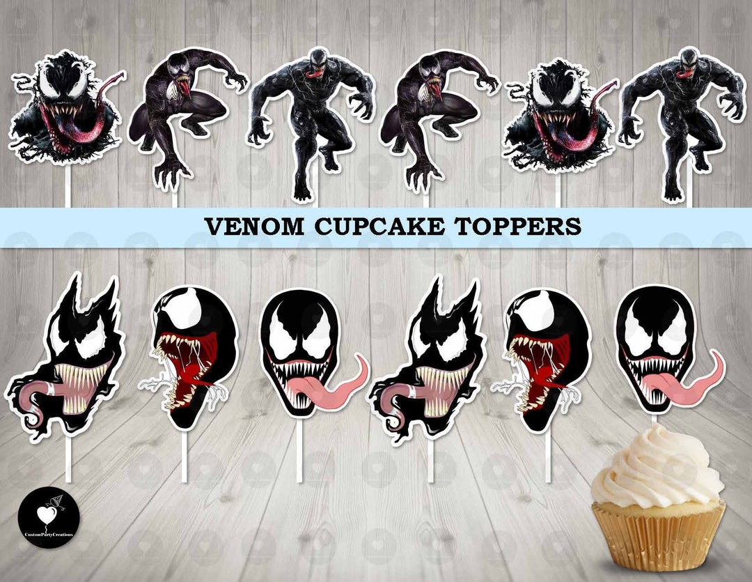 Venom Cupcake Toppers, Birthday Cupcake Toppers, Party Cupcake Toppers ...