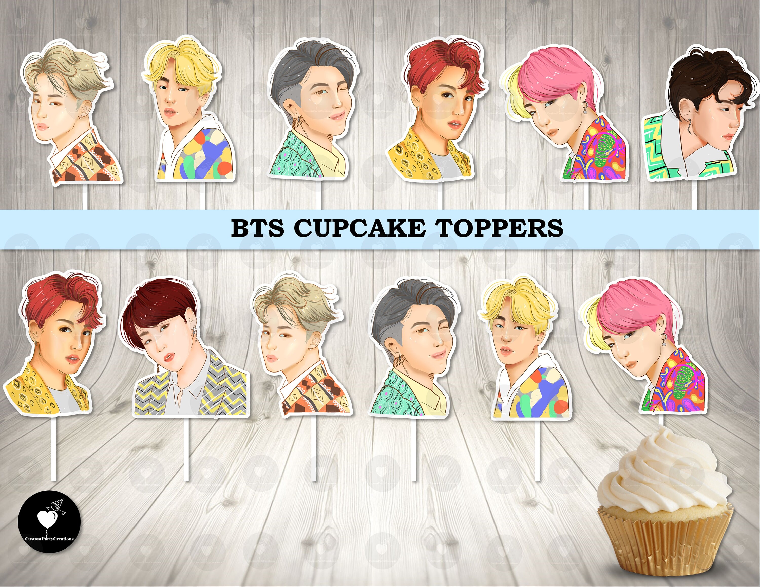 BTS Cupcake Toppers, Birthday Cupcake Toppers, Party Cupcake Toppers - Etsy