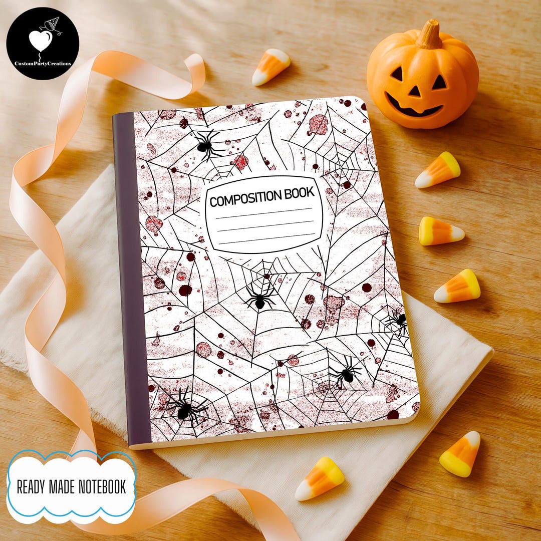 Halloween Bloody Spider Web Composition Books, Wide Ruled Hardcover ...