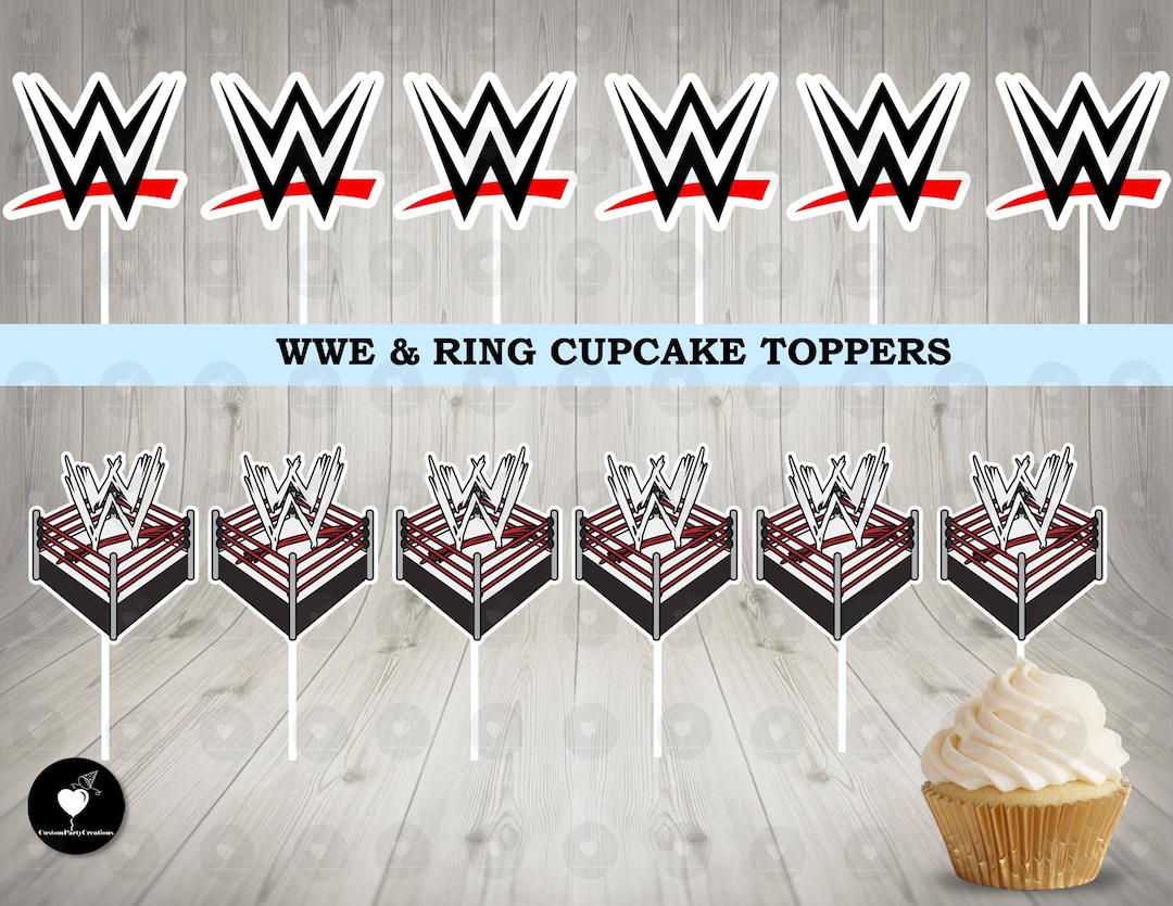 WWE Logo and Ring Cupcake Toppers, Birthday Cupcake Toppers, Party ...
