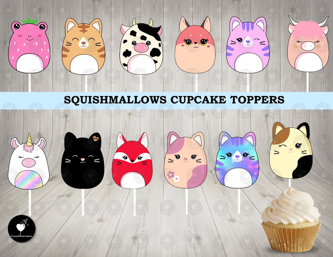 Squishmallow Cupcake Toppers, Birthday Cupcake Toppers, Party Cupcake ...