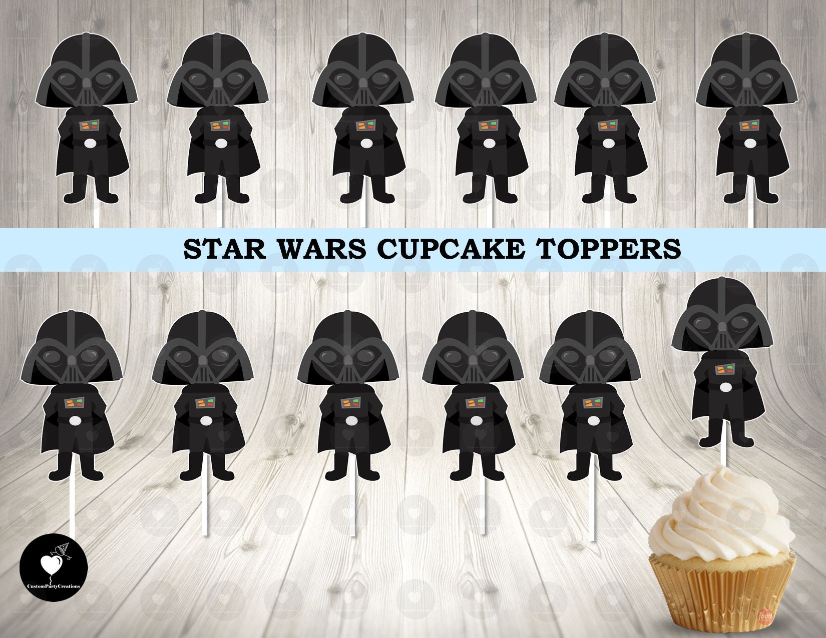 Darth Vader Cupcake Toppers, Star Wars Birthday Cupcake Toppers, Party ...
