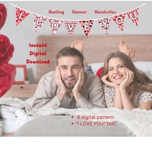 Printable Valentine's Day Bunting Banner Flags |pink Valentine School ...
