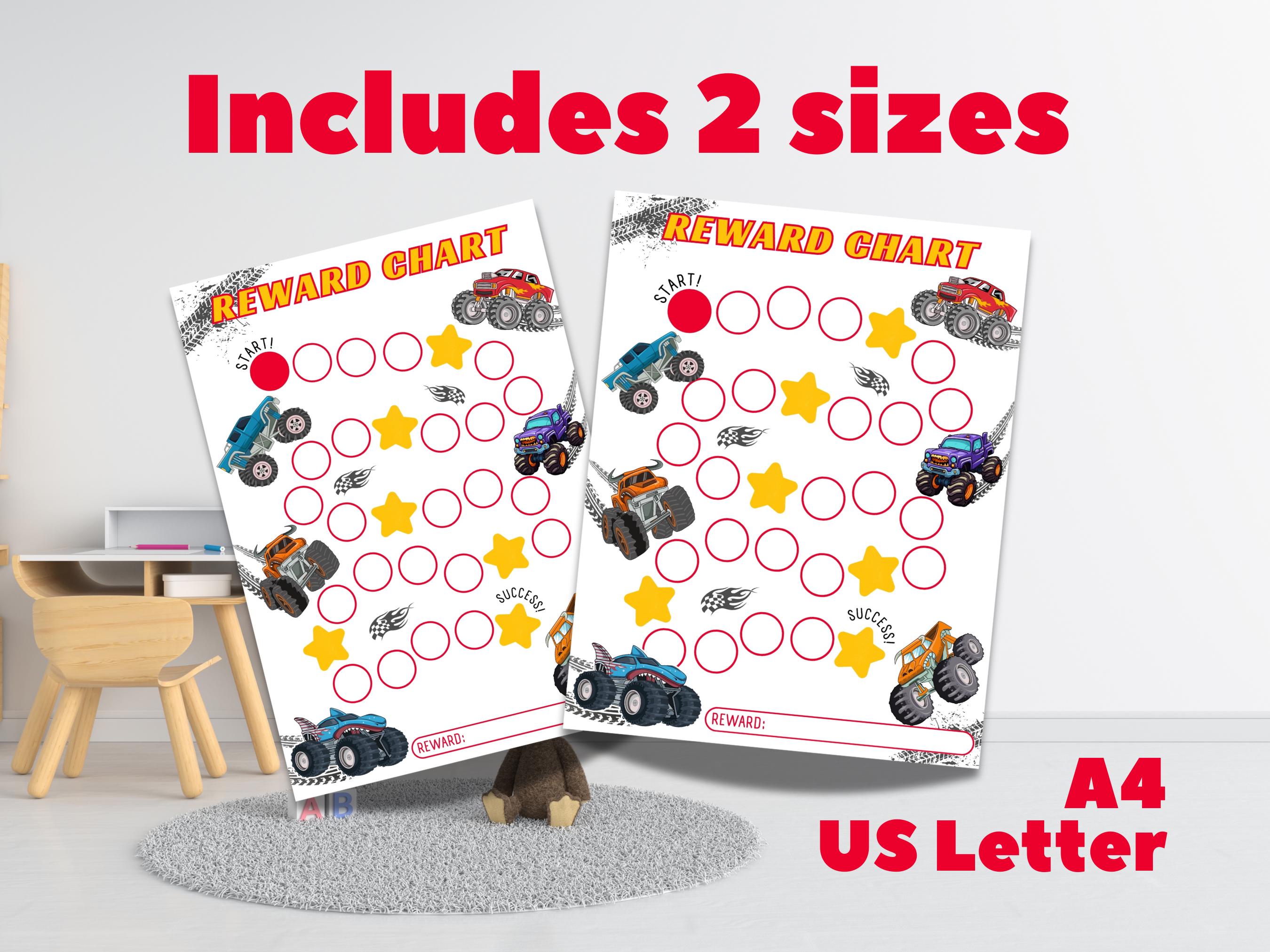Monster Truck Reward Chart,big Cars Kids Behavior Chart,instant ...
