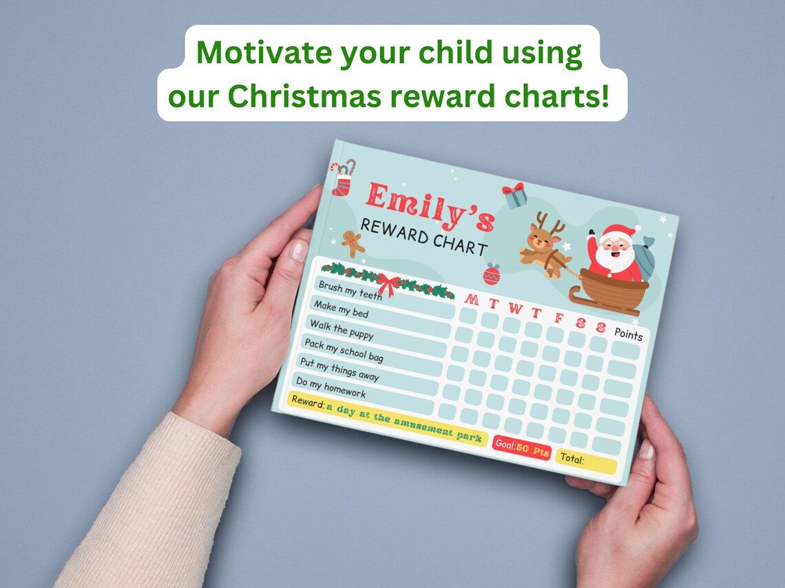EDITABLE Christmas Reward Chart,new Year's Behavior Chart,santa Chore ...