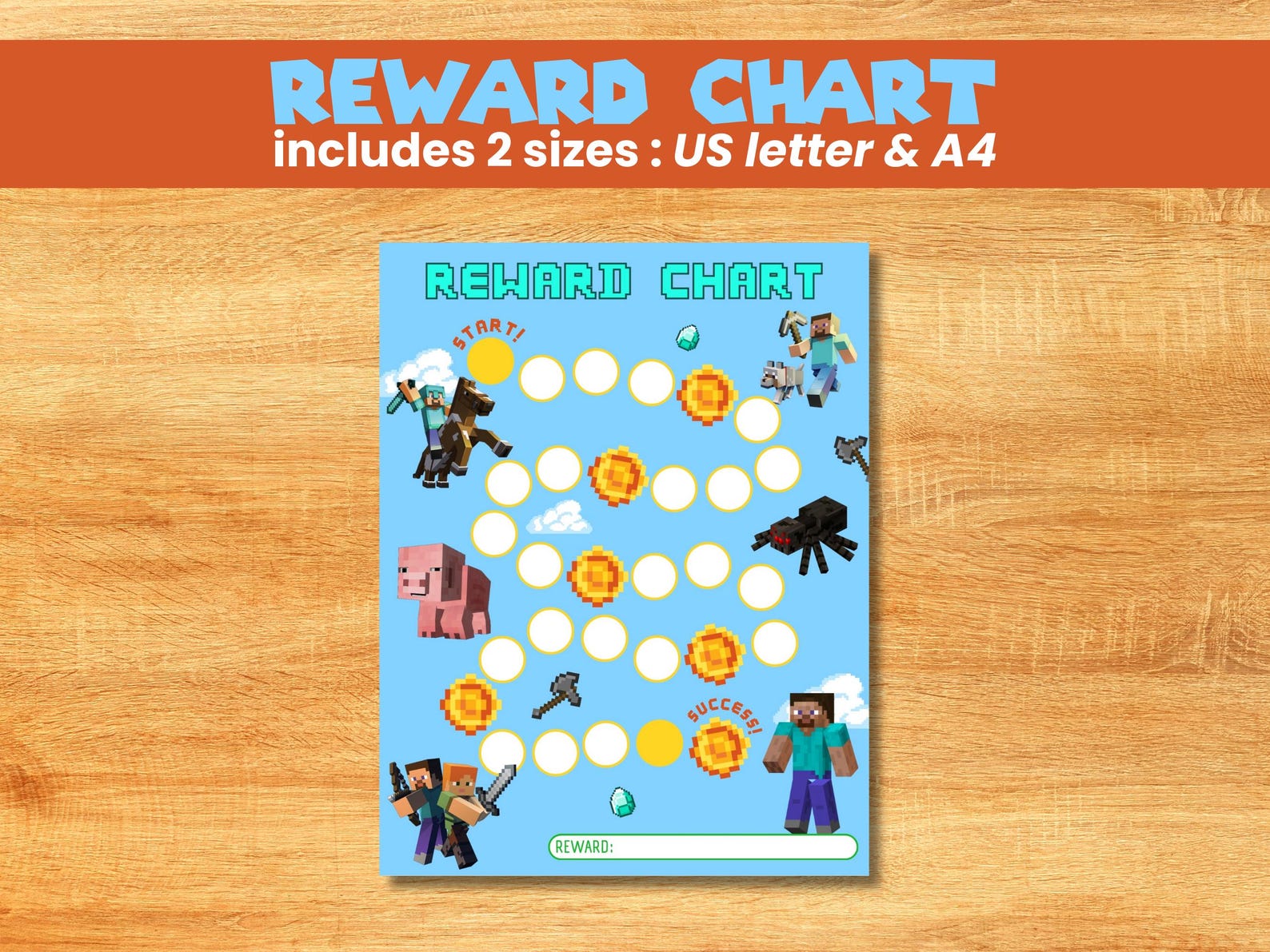 Minecraft Reward Chart,sticker Chart for Kids,potty Training Chart for ...