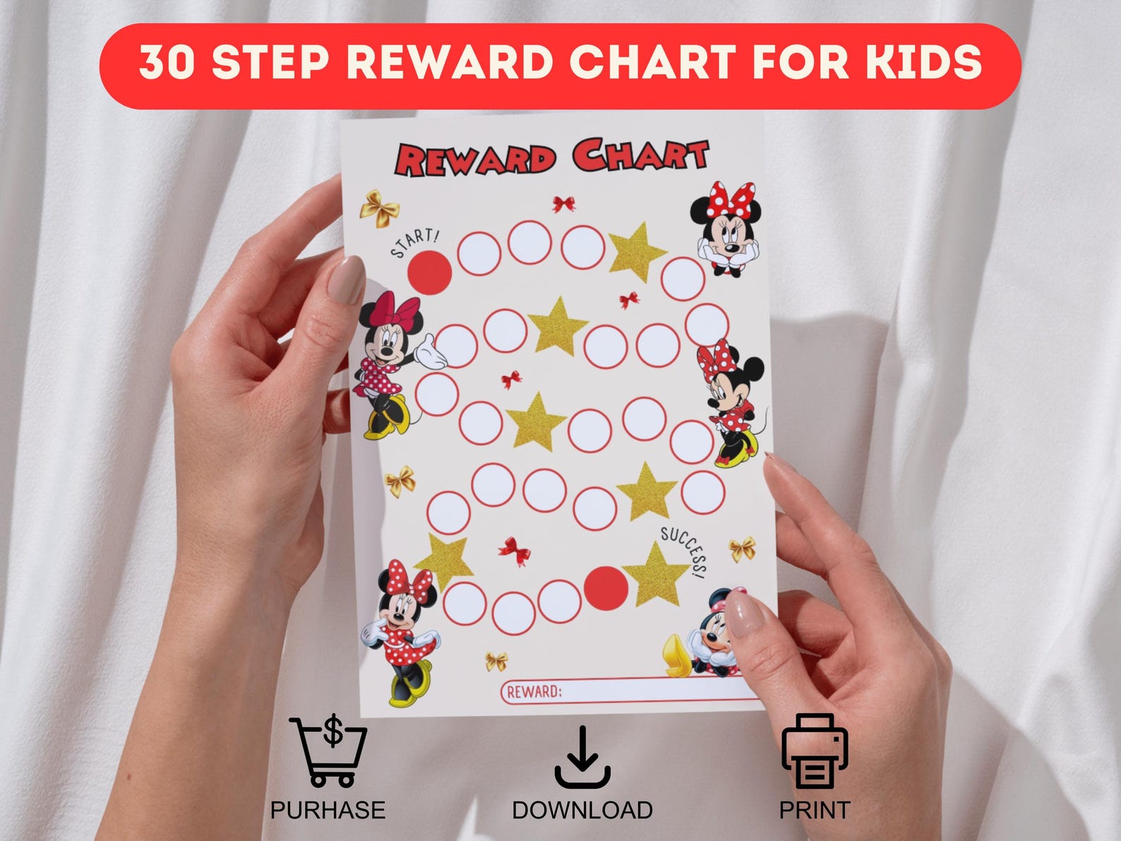 Minnie Mouse Reward Chart,sticker Chart for Kids,potty Training Chart ...