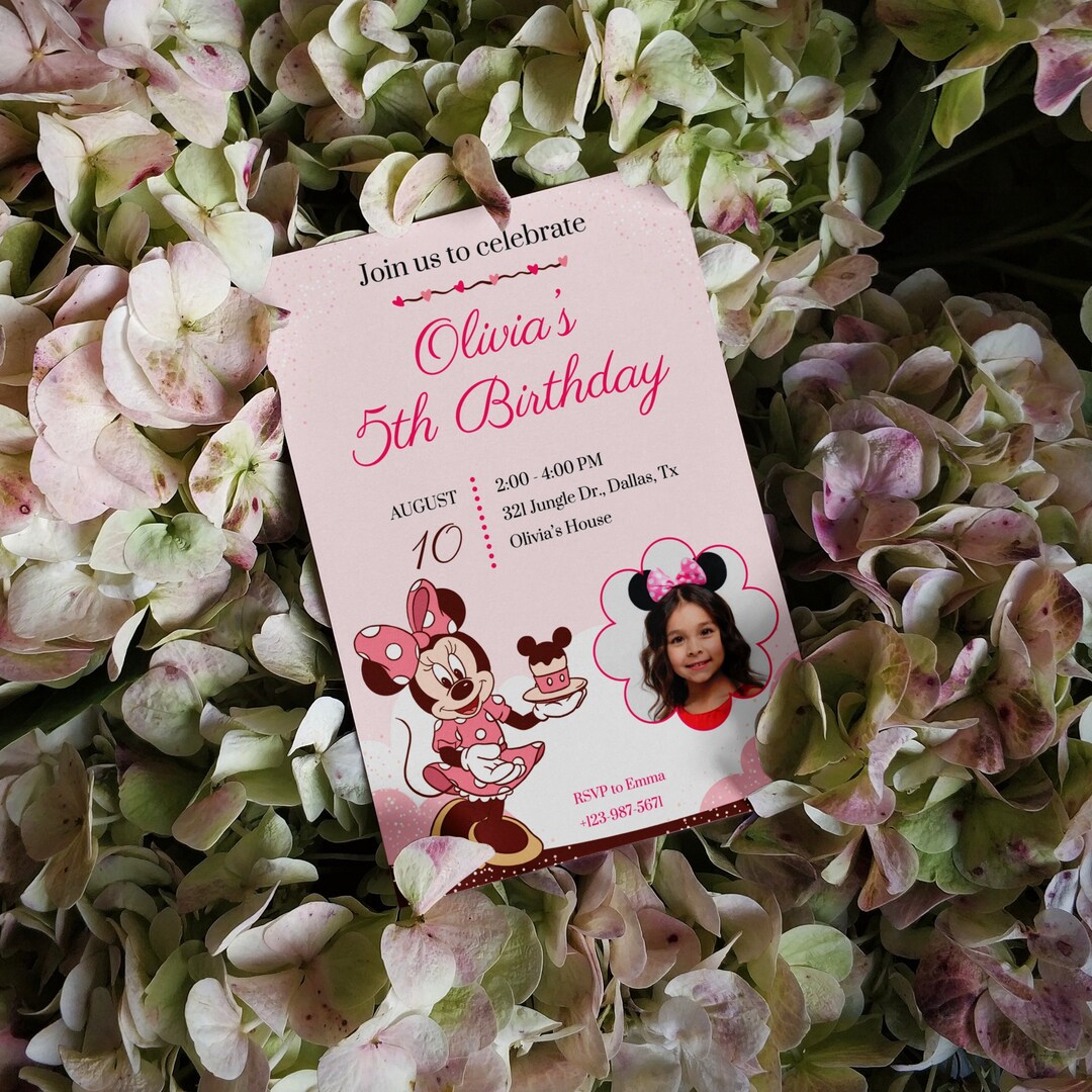 Minnie Personalized Birthday Invitation for Girls,minnie Mouse Birthday ...