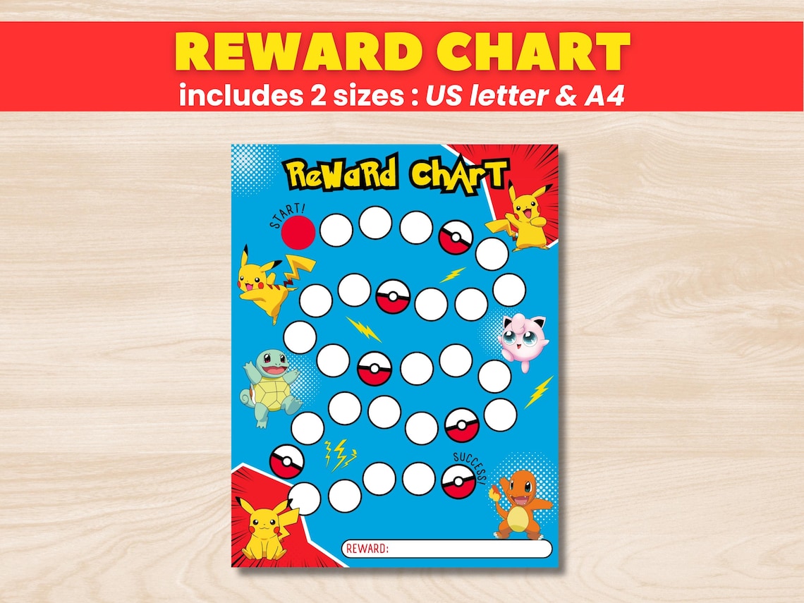 Reward Chart Pikachu,pokemon Behavior Reward Chart for Kids,chore Chart ...