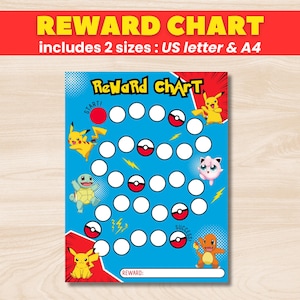 Reward Chart Pikachu,pokemon Behavior Reward Chart for Kids,chore Chart ...