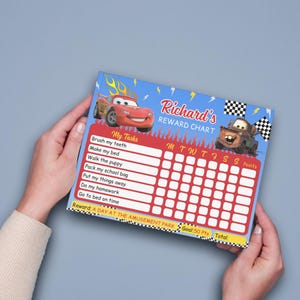 EDITABLE Reward Chart Cars Pixar,reward Chart for Kids,lightning ...