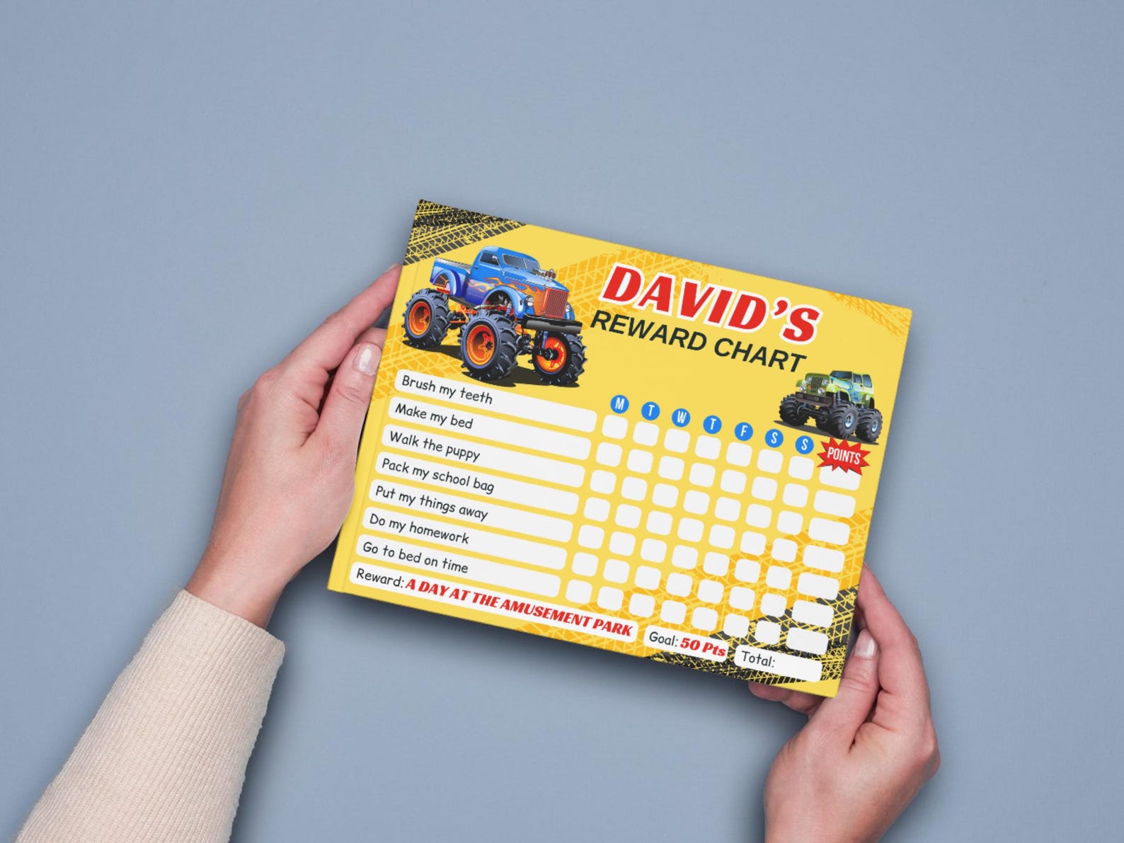 EDITABLE Reward Chart Monster Truck,behavior Reward Chart for Boys ...