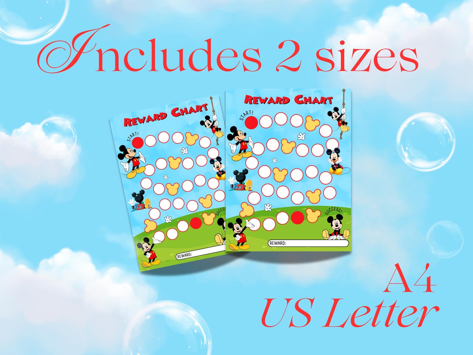 Mickey Mouse Reward Chart,sticker Chart,kids Potty Training,behavior ...