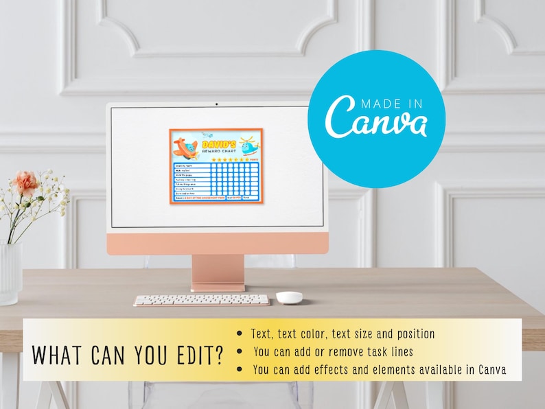 EDITABLE Airplane Reward Chart,behavior Reward Chart for Boys ...