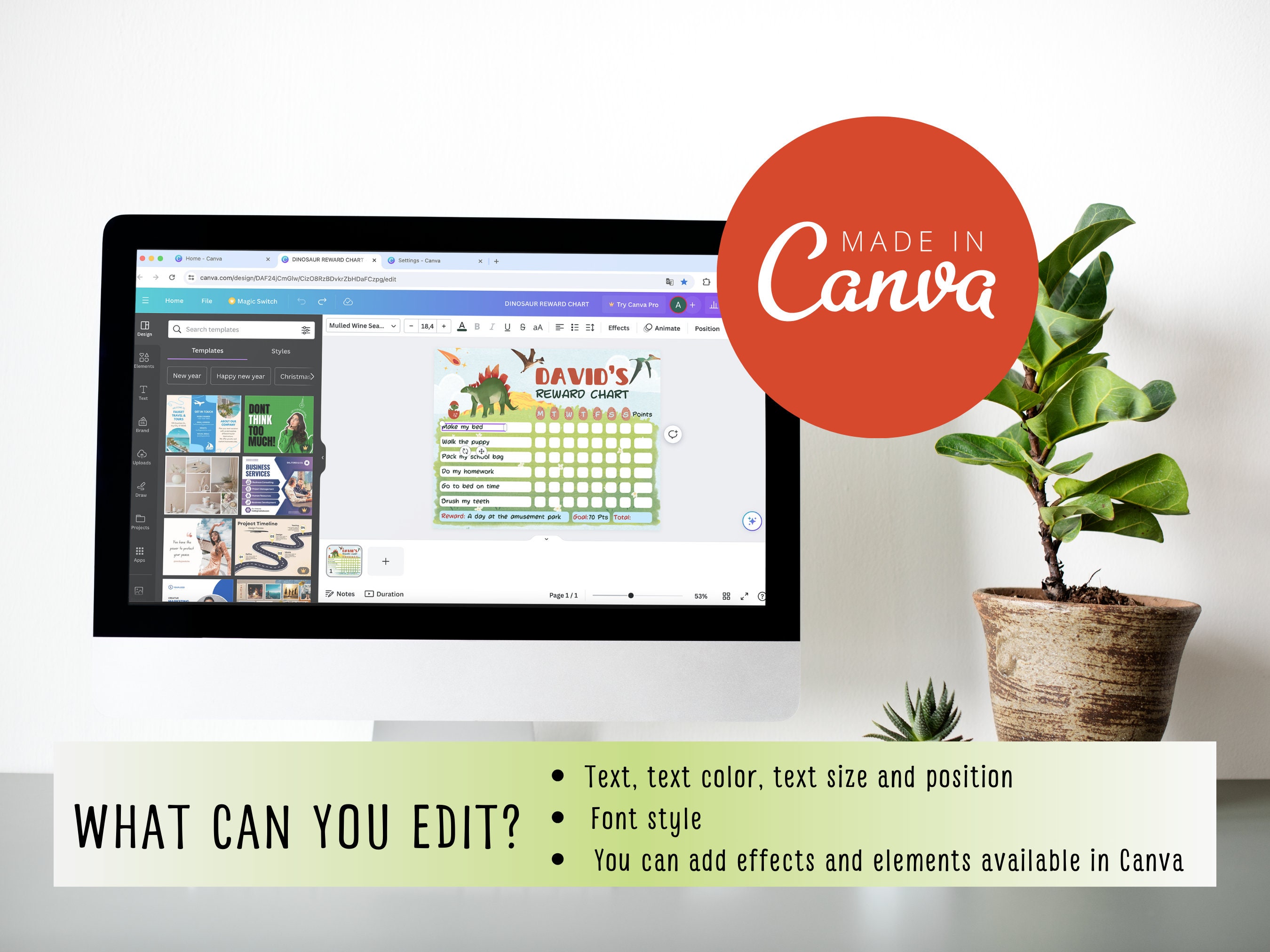 EDITABLE Dinosaur Reward Chart, Raptor Behavior Chart, Chore Chart for ...