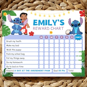 EDITABLE Reward Chart Lilo & Stich,behavior Reward Chart for Kids,lili ...